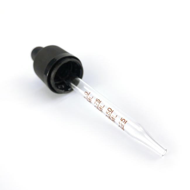 18 410 Custom logo and measuring degrees plastic closure glass dropper DIN/NBR bulb