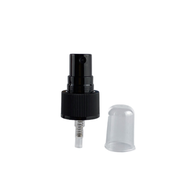 24/410 black plastic 0.2cc dosage fine mist sprayer pump with clear dome half cap