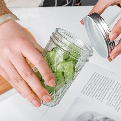 China 16oz 480ml Multi-size Wide Mouth Food Preserving Glass Mason Jar with Metal Lid for sale