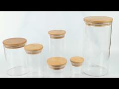 Frasco da especiaria do vidro de Borosilicate dos recipientes de armazenamento 30ml do alimento com tampas de bambu