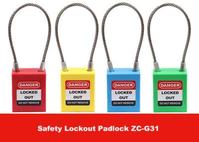 中国 100mm Stainless Steel Cable Shackle Lockout Padlock , Customzied Cable Length is Available 販売のため