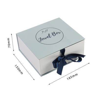 China Custom Jewelry Packaging Box Bracelet Gift Box With Matt Lamination And Ribbon Closure for sale
