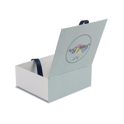 China Custom Jewelry Packaging Box Bracelet Gift Box With Matt Lamination And Ribbon Closure for sale