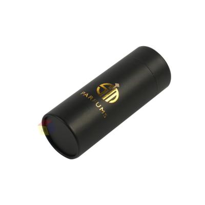 China Matte Black Cylinder Tube Perfume Essential Oil Paper Packaging Box Custom Order Accepted for sale
