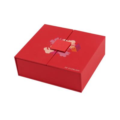 China Custom Logo Double Door Design Magnetic Closure Paper Gift Lip Gloss Packaging Box with Foam Insert Rigid Boxes for sale