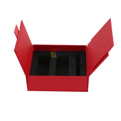 China Custom Logo Double Door Design Magnetic Closure Paper Gift Lip Gloss Packaging Box with Foam Insert Rigid Boxes for sale