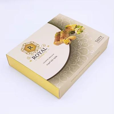 China Giveaway Custom Print Golden Pull Out Drawer Paper Macaron Gift Box Packaging With Divider for sale