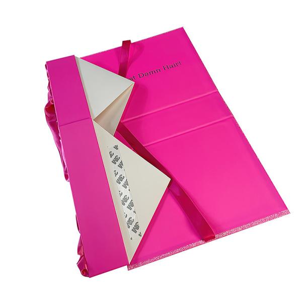 Quality Recyclable Pink Custom Hair Bundle Packaging Glitter Paper With Satin Lining for sale