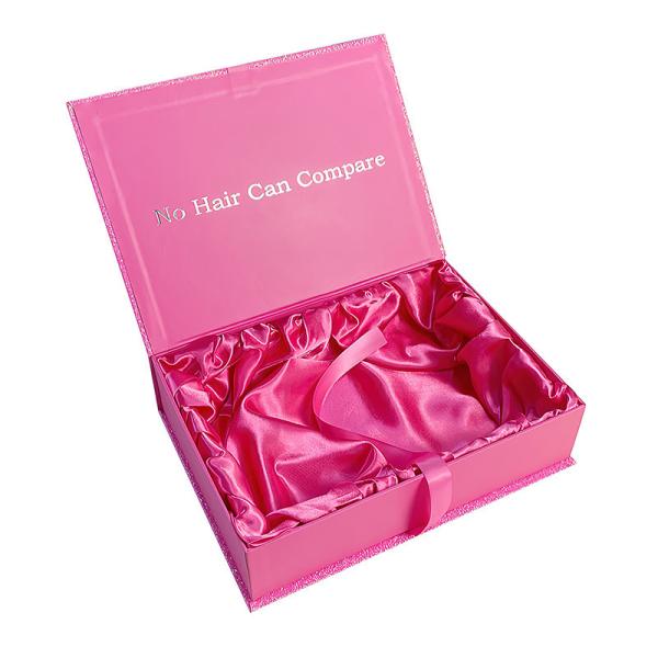 Quality Recyclable Pink Custom Hair Bundle Packaging Glitter Paper With Satin Lining for sale