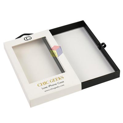 China Custom Sliding Drawer Electronic Packaging Box Pvc Window Phone Case Packaging Box for sale