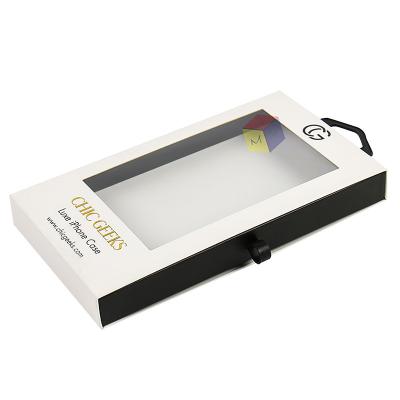 China Custom Sliding Drawer Electronic Packaging Box Pvc Window Phone Case Packaging Box for sale