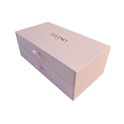 Cina Luxury Pink Custom Logo Slide Drawer Donna Collare Anello Gioielli Box Set Confezionamento Con Inserto di schiuma in vendita