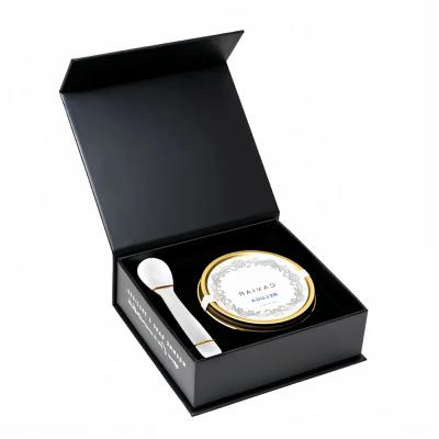 Cina Luxury Fancy Black Magnetic Rigid Paper Packaging Caviale Cassa regalo con stampa su misura in vendita