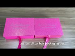 Herbruikbare roze haarbundel verpakking Glitterpapier met satine voering