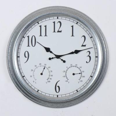 China 18” Galvanized Clock with Thermometer & Hygrometer for sale