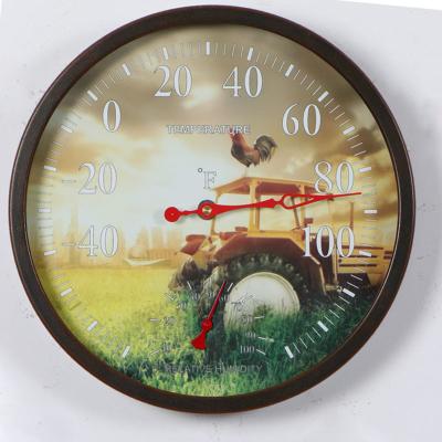China 12” Antique Thermometer with Hygrometer-Tractor for sale