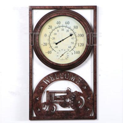 China 10” Rusty Square Wall Thermometer with Small hygrometer for sale