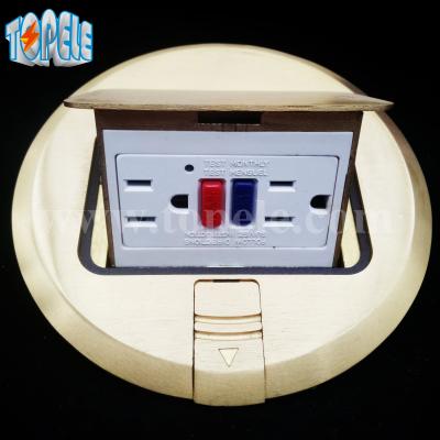 China Square Panel Copper / Round Aluminum Aloy POP-up Type Floor Socket GFCI Receptacles OEM for sale