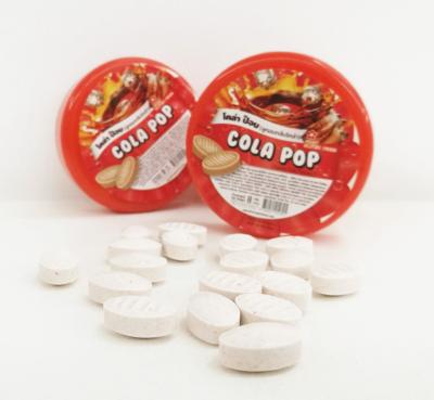 China Cola Pop / Cola Flavor Healthy Compressed Candy Packed In Plastic Round Bottle for sale