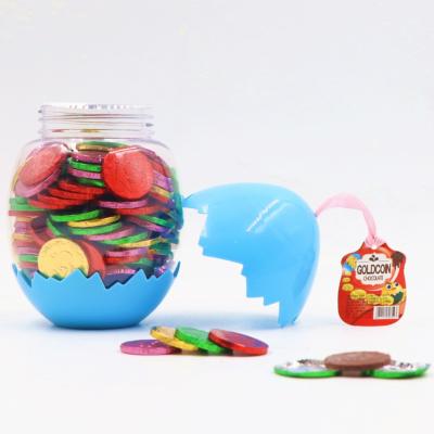 China Egg Shape Custom Chocolate Coins 4 Colors In One Carton Private Label for sale