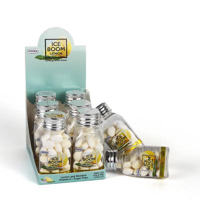 중국 종이 상자포장과 병 당 레몬맛 공휴일 하드 캔디 38 그램 판매용