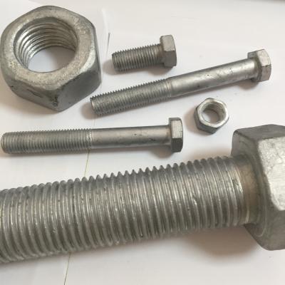 Cina DIN Standard Hebei Fastener HDG Hot Dip Galvanized Hex Bolt e Noce con zinco giallo in vendita