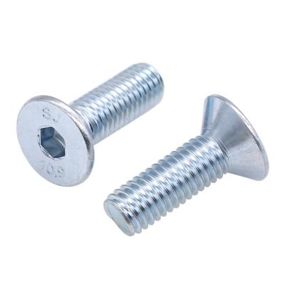 Cina Fabbricazione a mano diretta bianco blu zincato DIN7991 CSK Flat Head Hex Socket Bolt Screw in vendita