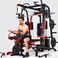 China Gym Equipment Grey/Black Multi Function Smith Machine With Weight Stack For Home for sale