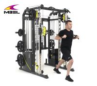 China Customized Multi Function Gym Adjustable Cable Gym Squat Rack with 90Lbs Weight Stack for sale