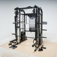 China Customized Multi Function Gym Adjustable Cable Gym Squat Rack with 90Lbs Weight Stack for sale