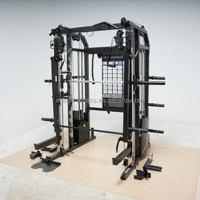 China Customized Multi Function Gym Adjustable Cable Gym Squat Rack with 90Lbs Weight Stack for sale