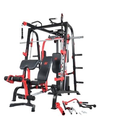 China Indoor Black Red Power Gym Equipment with Adjustable Squat Rack and Lat Pull Down for sale