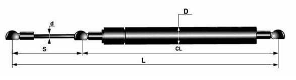 High quality car gas springs with metal eye end fitting
