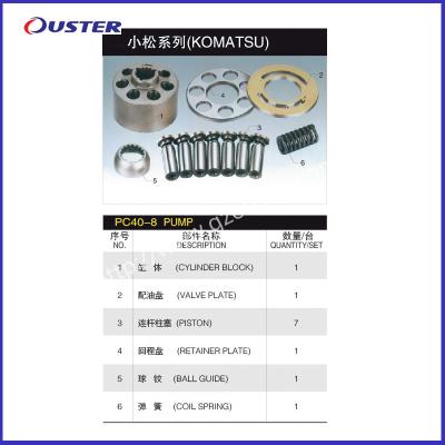 China Komatsu PC40-8 Hydraulic Pump Parts with Half Year Warranty Made of Steel Iron and Copper in Standard Design for sale