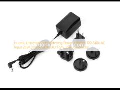 Huoniu Universal Plug Switching Power Adapter 100 240v AC Input 24W US/EU/UK/AU 5.5*2.1mm Connector