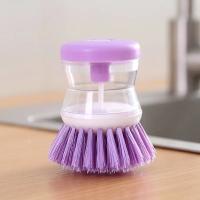China TPR Soap Dispensing Cleaning Brush with Automatic Button 5x7x9cm for sale