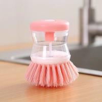 China TPR Soap Dispensing Cleaning Brush with Automatic Button 5x7x9cm for sale
