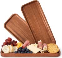 China Acacia Solid Wood Serving Tray Rectangular Wooden Serving Platters for sale