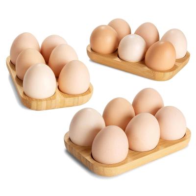 China Set de bandeja de ovos de madeira de bambu com 6 furos à venda