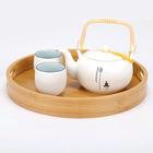 China 3pcs Set Round Bamboo Food Serving Tray with Handle for Home Living Room Kitchen Te koop
