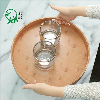 China 3pcs Set Round Bamboo Food Serving Tray with Handle for Home Living Room Kitchen Te koop