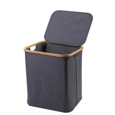 Cina Fibra Rod Collapsible Bamboo Laundry Hamper di rettangolo con il coperchio 40*33*45cm in vendita
