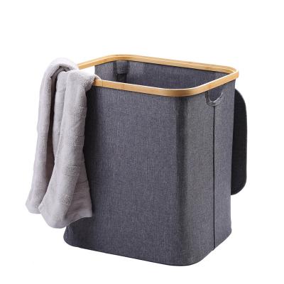 Cina Fibra Rod Collapsible Bamboo Laundry Hamper di rettangolo con il coperchio 40*33*45cm in vendita