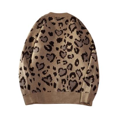 Cina Maglione della stampa del leopardo del cotone del poliestere 30% di 70% intorno al pullover sciolto del collare per le donne in vendita