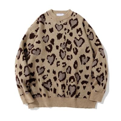Cina Maglione della stampa del leopardo del cotone del poliestere 30% di 70% intorno al pullover sciolto del collare per le donne in vendita