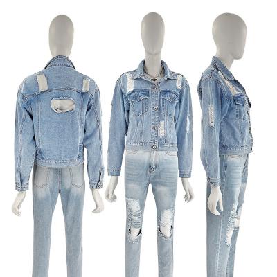 Cina L'annata delle donne Stonewash l'OEM su ordinazione Logo Apparel del rivestimento del denim in vendita