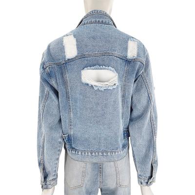 Cina L'annata delle donne Stonewash l'OEM su ordinazione Logo Apparel del rivestimento del denim in vendita