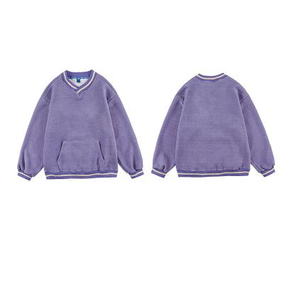 Cina Cima trasversale Fuzzy Pullover casuale del collo a V della manica delle donne dell'OEM della maglietta felpata lunga del vello in vendita