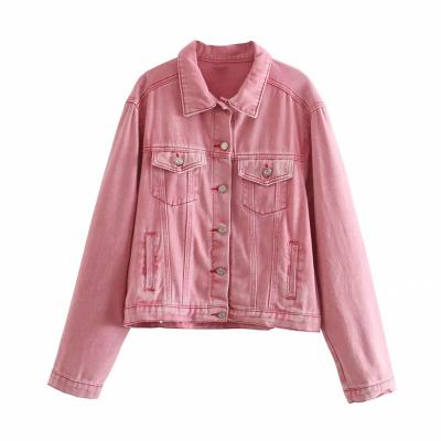 China Rivestimento contratto ricreativo del denim delle signore rosa dell'OEM per la primavera for sale