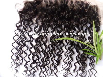 China Peruvian virgin remy hair lace frontal 13''x4'' ,natural color deep wave 10''-24''length for sale